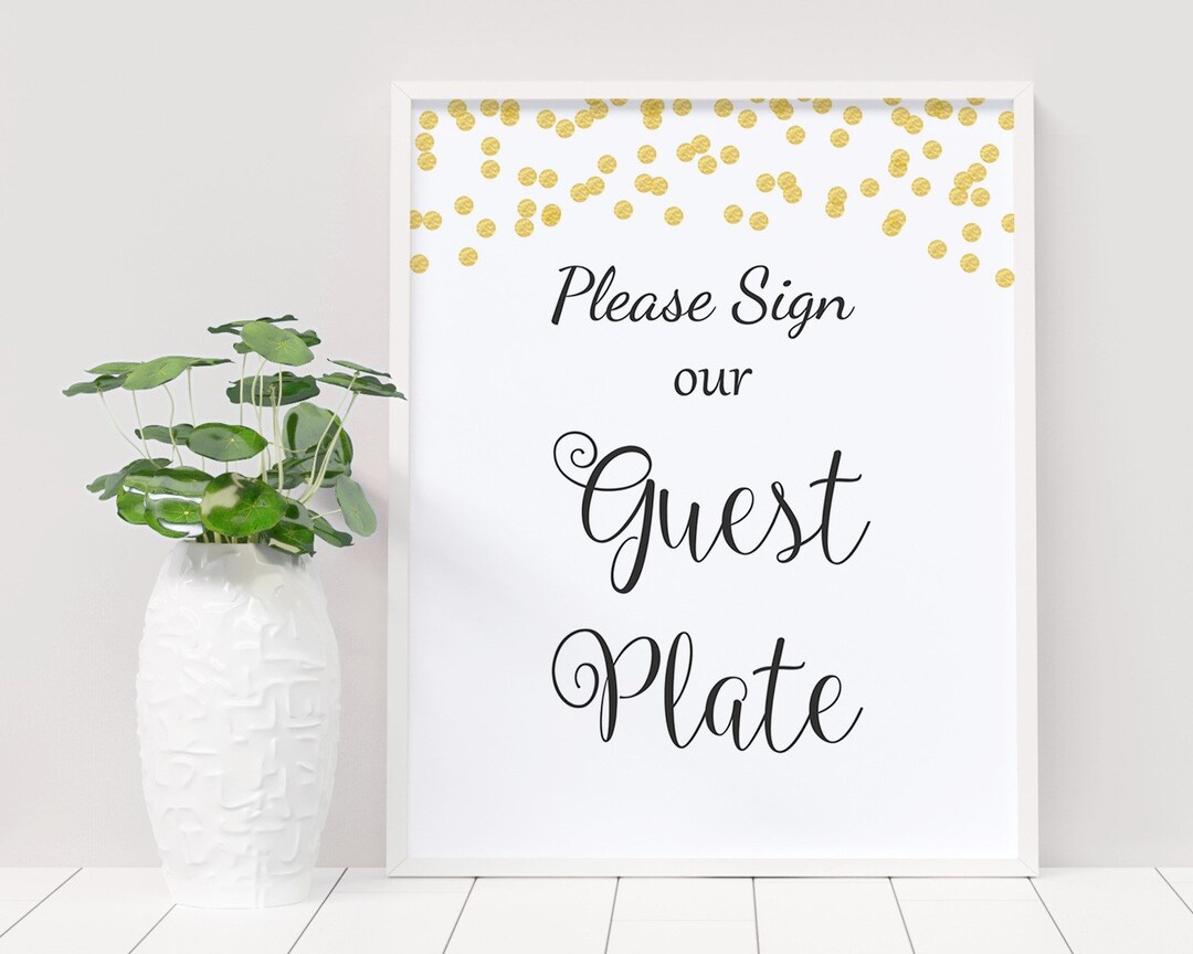Please Sign Our Guest Plate Printable, Wedding Plates Sign, Guestbook ...