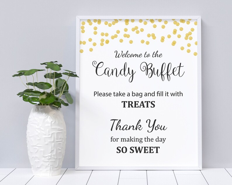 Candy Buffet Sign Printable Candy Bar Sign Gold Confetti | Etsy