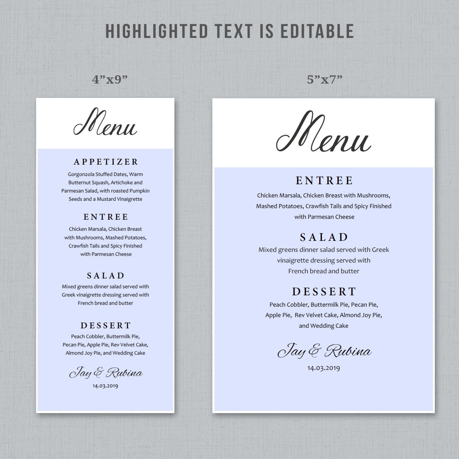 Editable Wedding Menu Template Modern Wedding Menu Card - Etsy