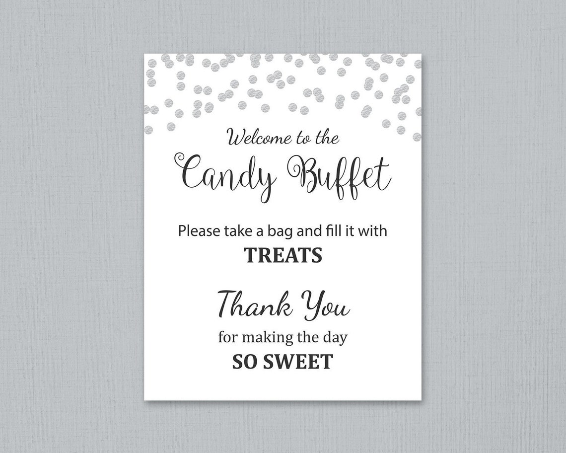Candy Buffet Sign Printable Candy Bar Sign Silver Confetti | Etsy