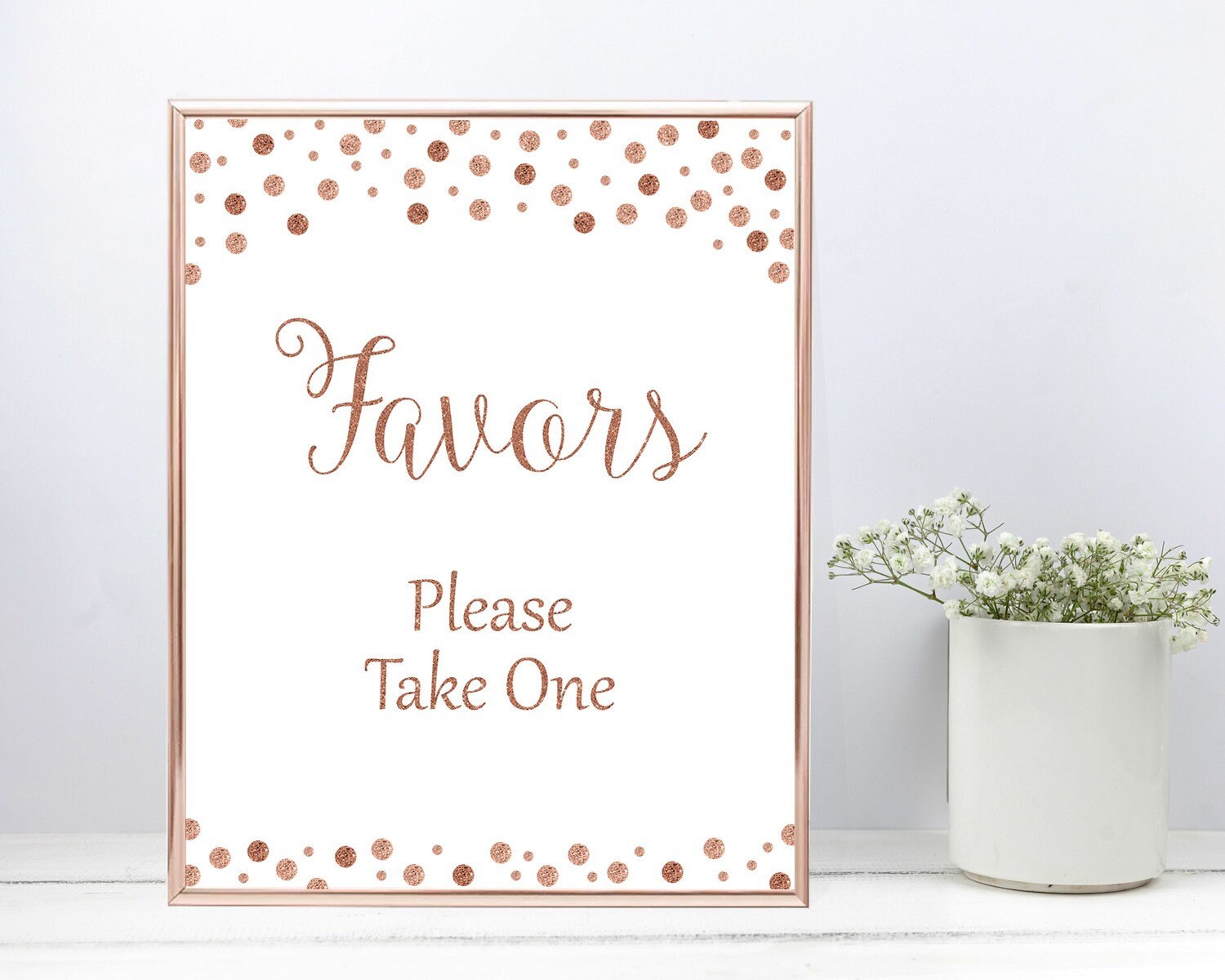 Favors Please Take One Sign Printable Rose Gold Confetti | Etsy