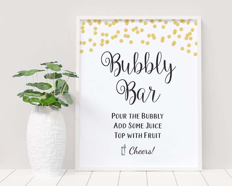 Bubbly Bar Sign Printable, Mimosa Bar Sign, Bridal Shower Decorations ...