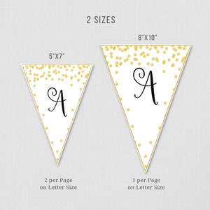 Banner Set Printable, Banner Letters A-Z, Gold Dots Confetti, Wedding ...