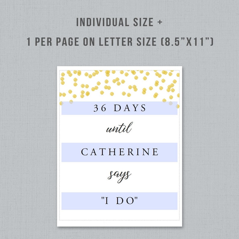 EDITABLE Days Until I Do Sign Printable Gold Confetti - Etsy