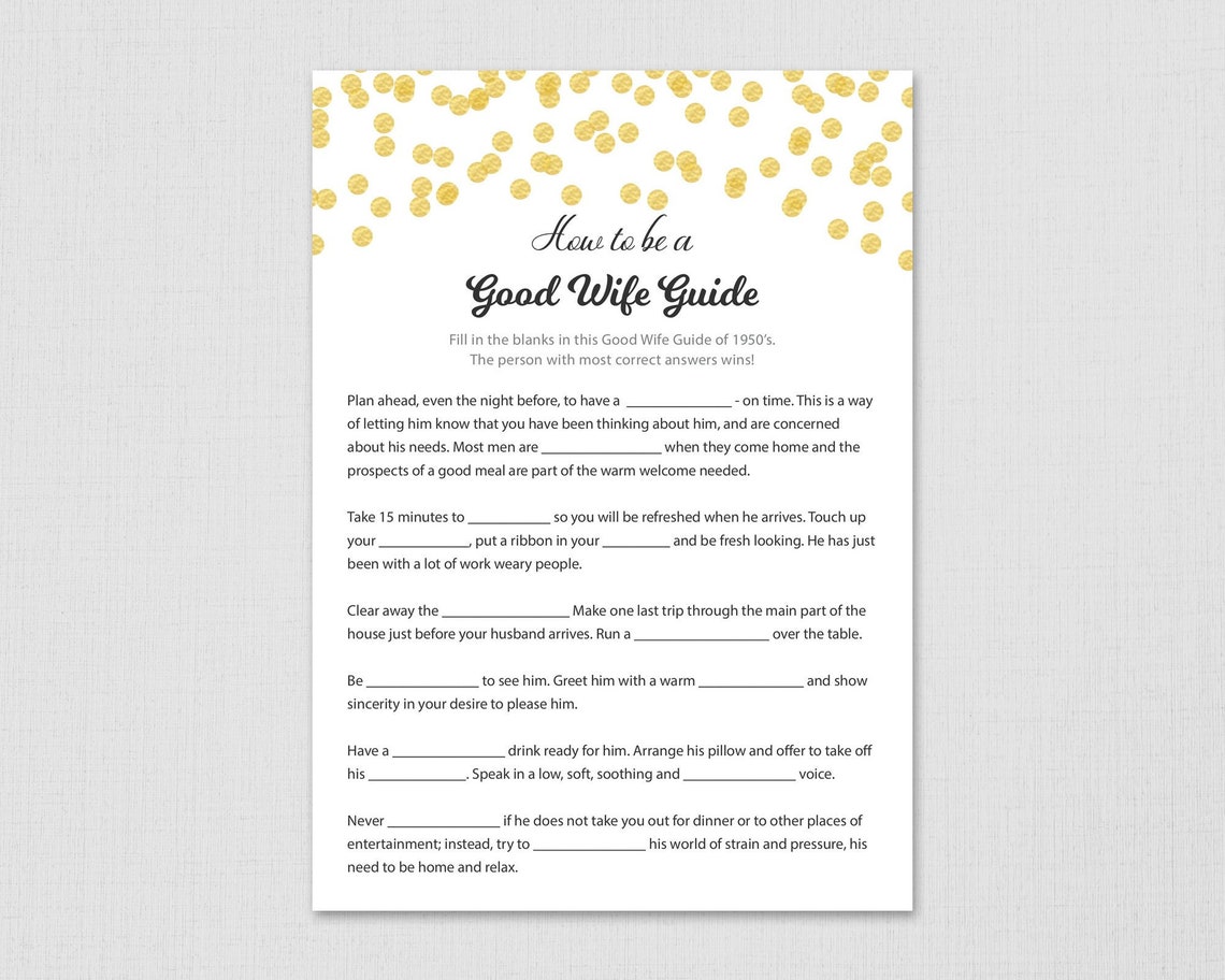 How to Be a Good Wife Guide 1950's Good Wife Gold - Etsy