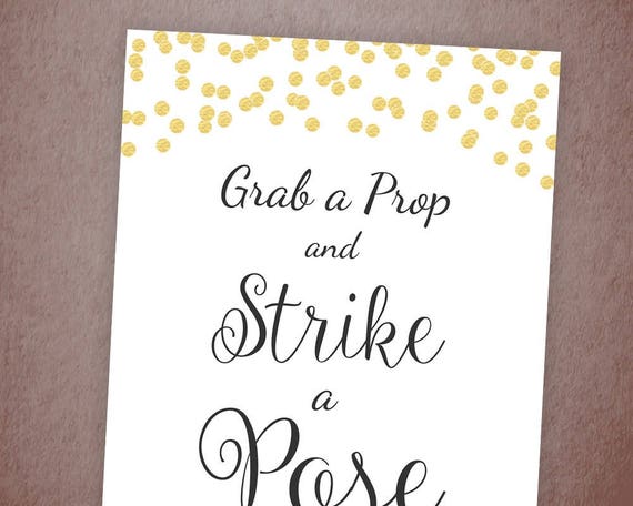 Grab a Prop and Strike a Pose Sign Printable Photo Booth | Etsy