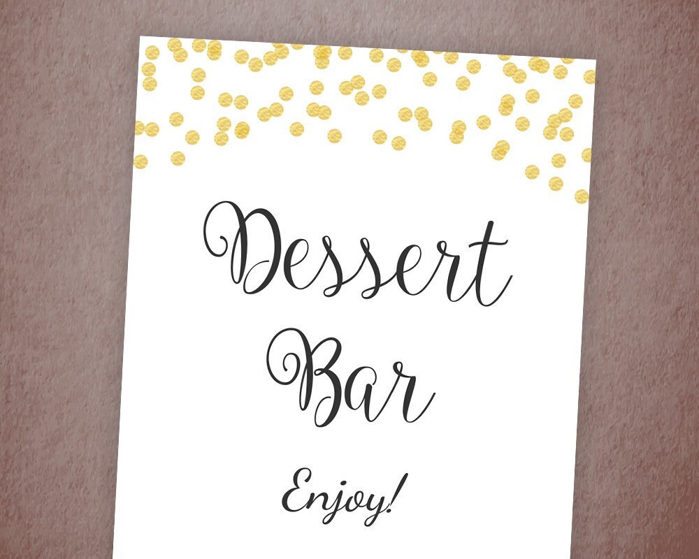 Dessert Bar Sign Gold Dessert Table Sign Printable | Etsy