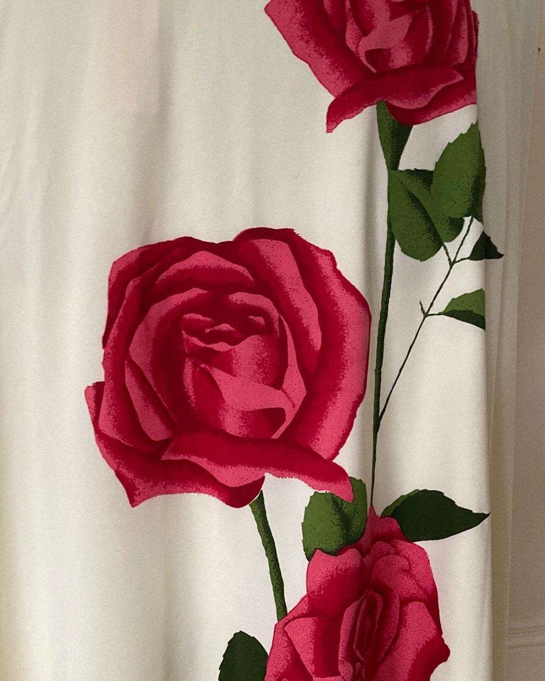 1970s Alfred Shaheen Rose Print Skirt 14 - Etsy