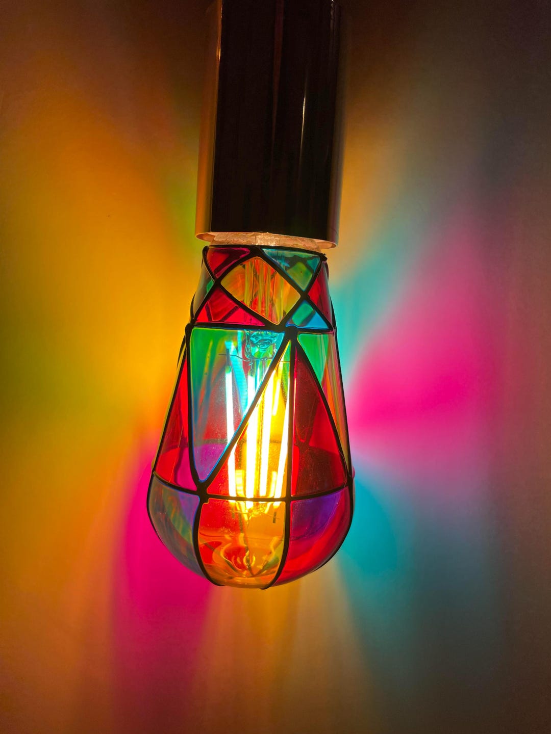 Stained Glass Edison Bulb: Mosaic Multi-colored Decorative Light - Etsy