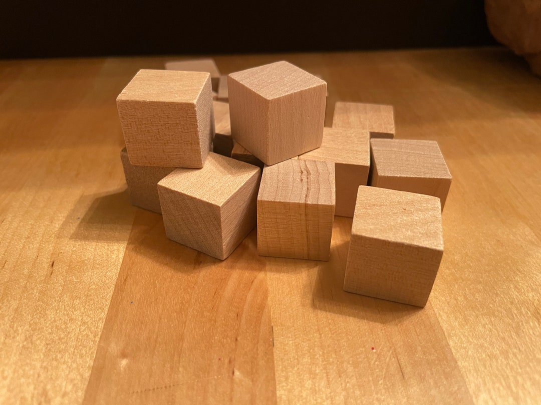 Wood 3D Cubes, Unfinished Bag of 10. Paintable Wood Cubes for Wood ...