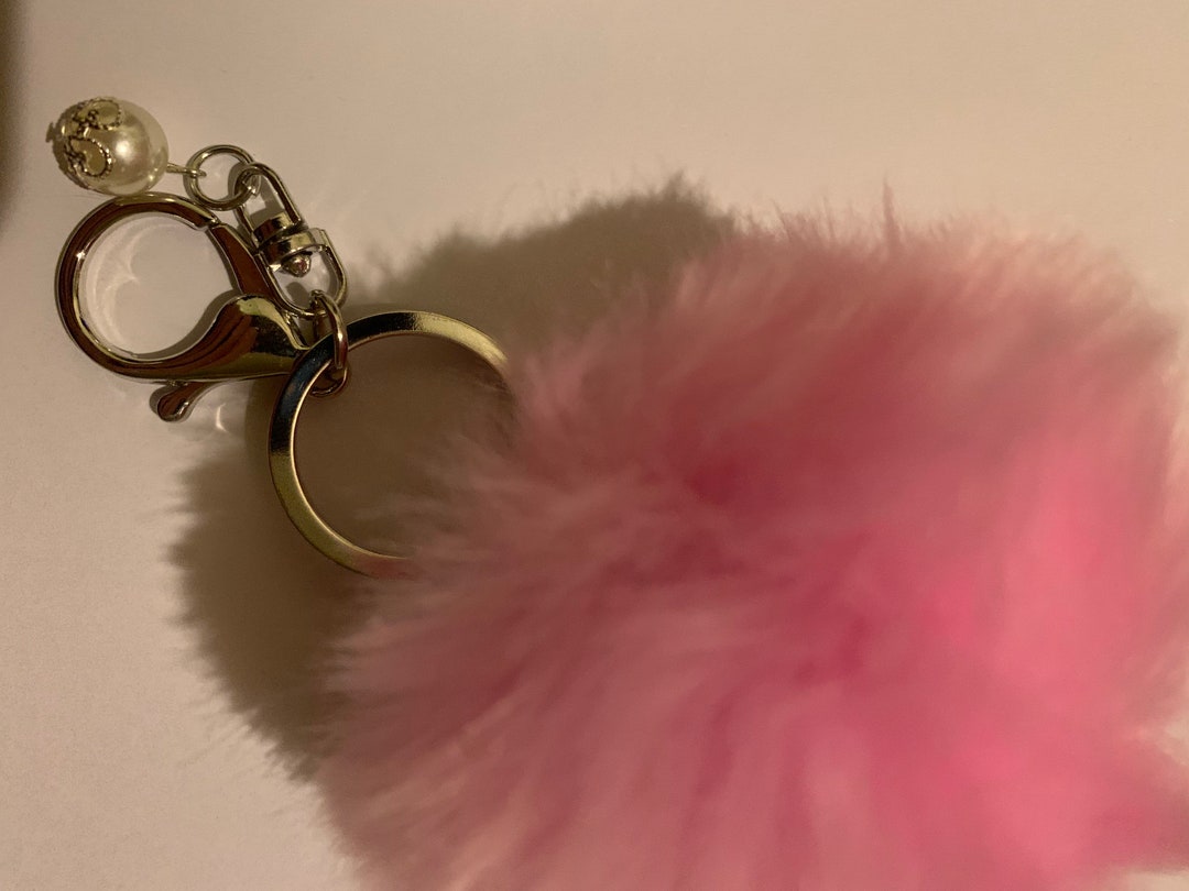 Pink Faux Fur Pom Pom Keychain: Vegan Fluff Ball Charm - Etsy