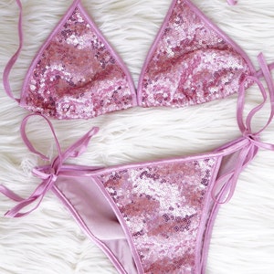 Sequin, Sexy, Pink Bikini. Sparkly, Unique, Custom Made Swimwear. - Etsy