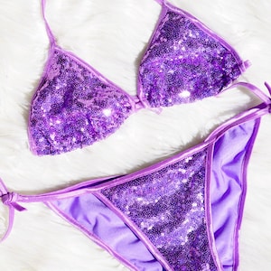 Sexy, Sequin, Sparkly, Bling, Purple Bikini. Made to Order, Unique ...