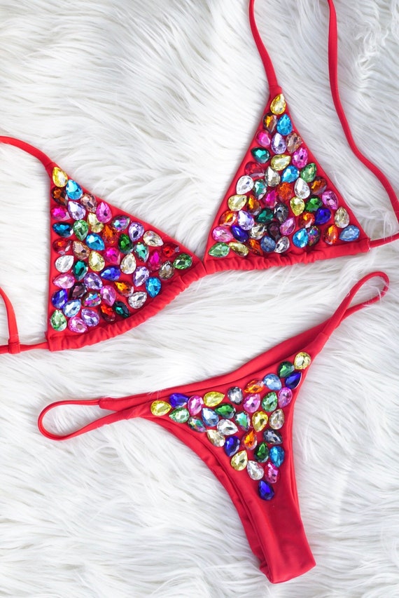 Sexy Bling Red Crystal Bikini. - Etsy