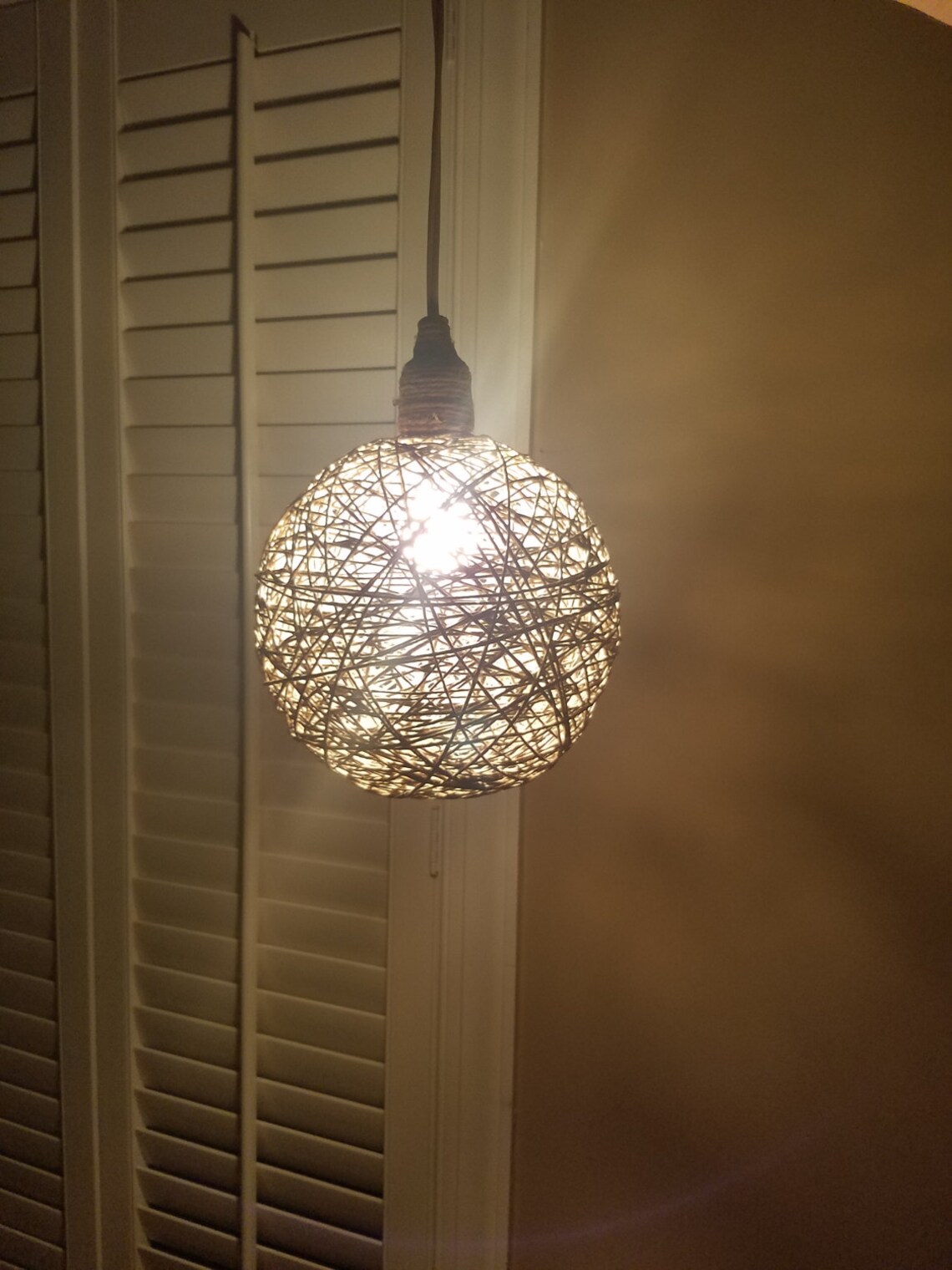Hanging Hemp Lamp, Hemp Lamp, Hemp, Hanging Light, Light, Jute, Jute ...