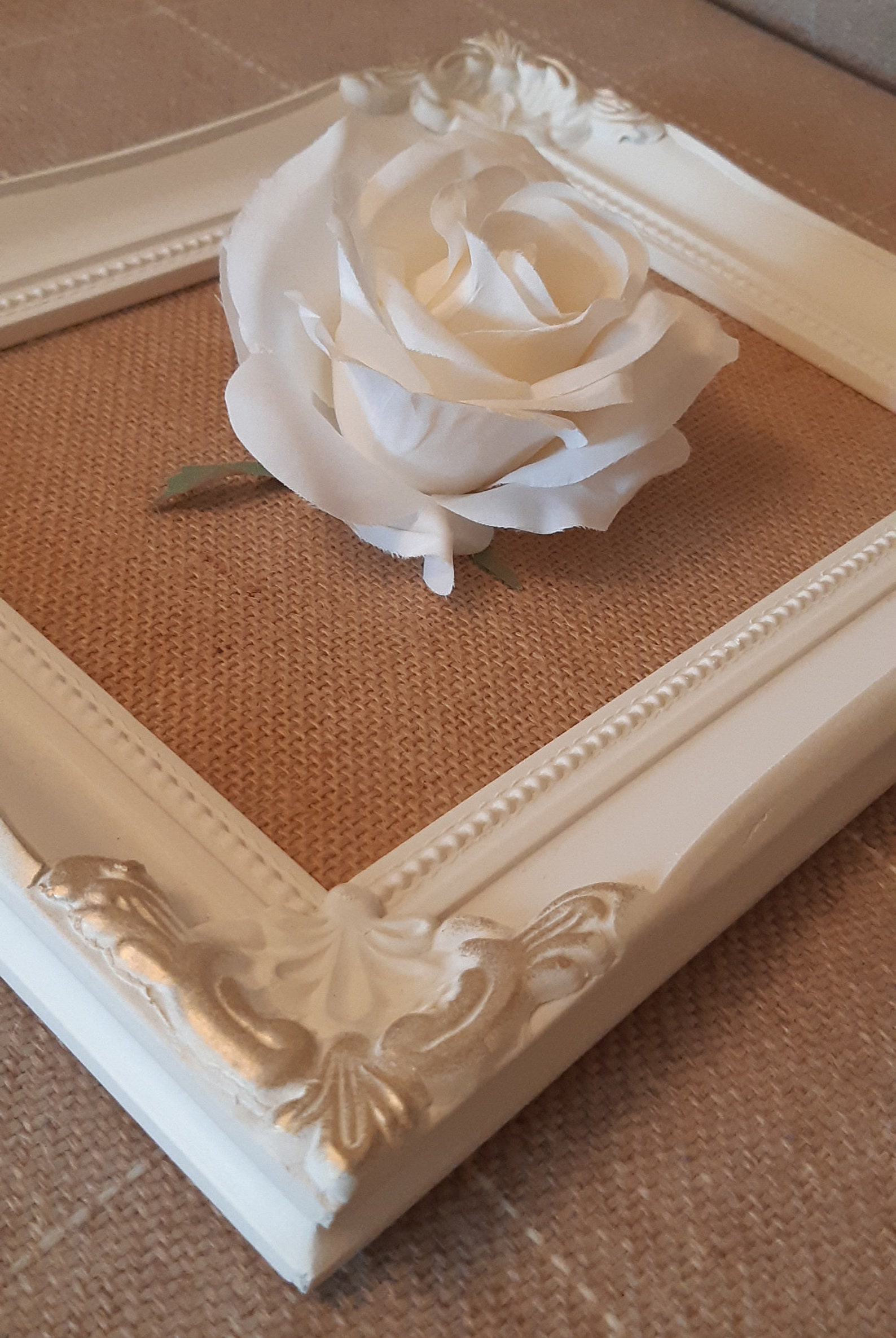 White Rose and Hessian Frame - Etsy