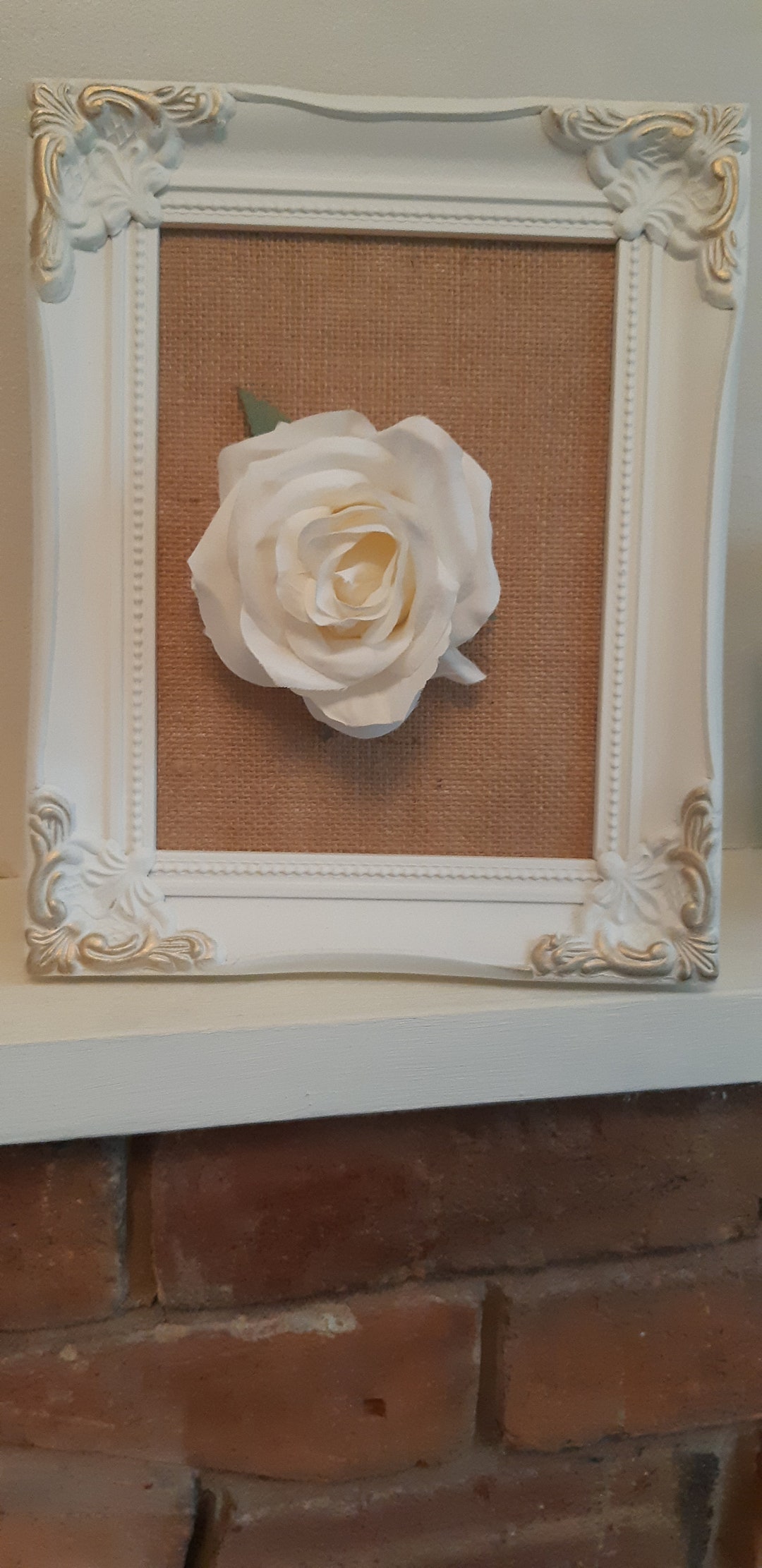 White Rose and Hessian Frame - Etsy