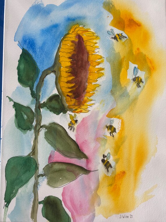 Blue Bees-watercolor Painting - Etsy