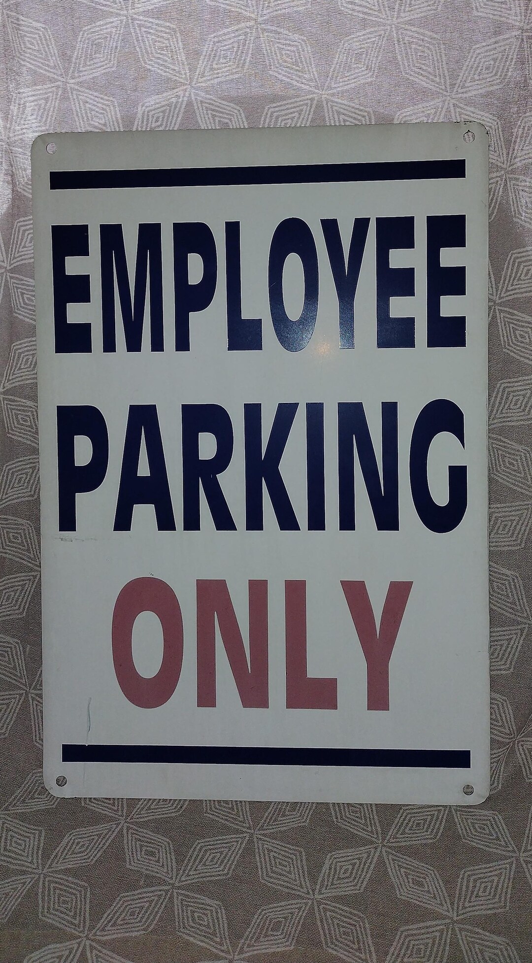 Vintage Metal Employee Only Parking Sign - Outside Car Garage Wall ...