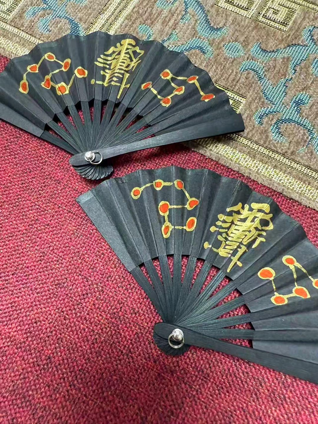 Handmade Taoist Ziwei Emperor Mini Fan: Spiritual Protection Home Decor ...