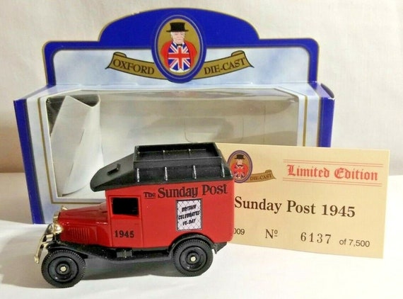 Oxford Diecast Model A Ford Van 1945 the Sunday Post Limited Edition Red Birthday Gift Miniature Collectable Model Toy Car Etsy