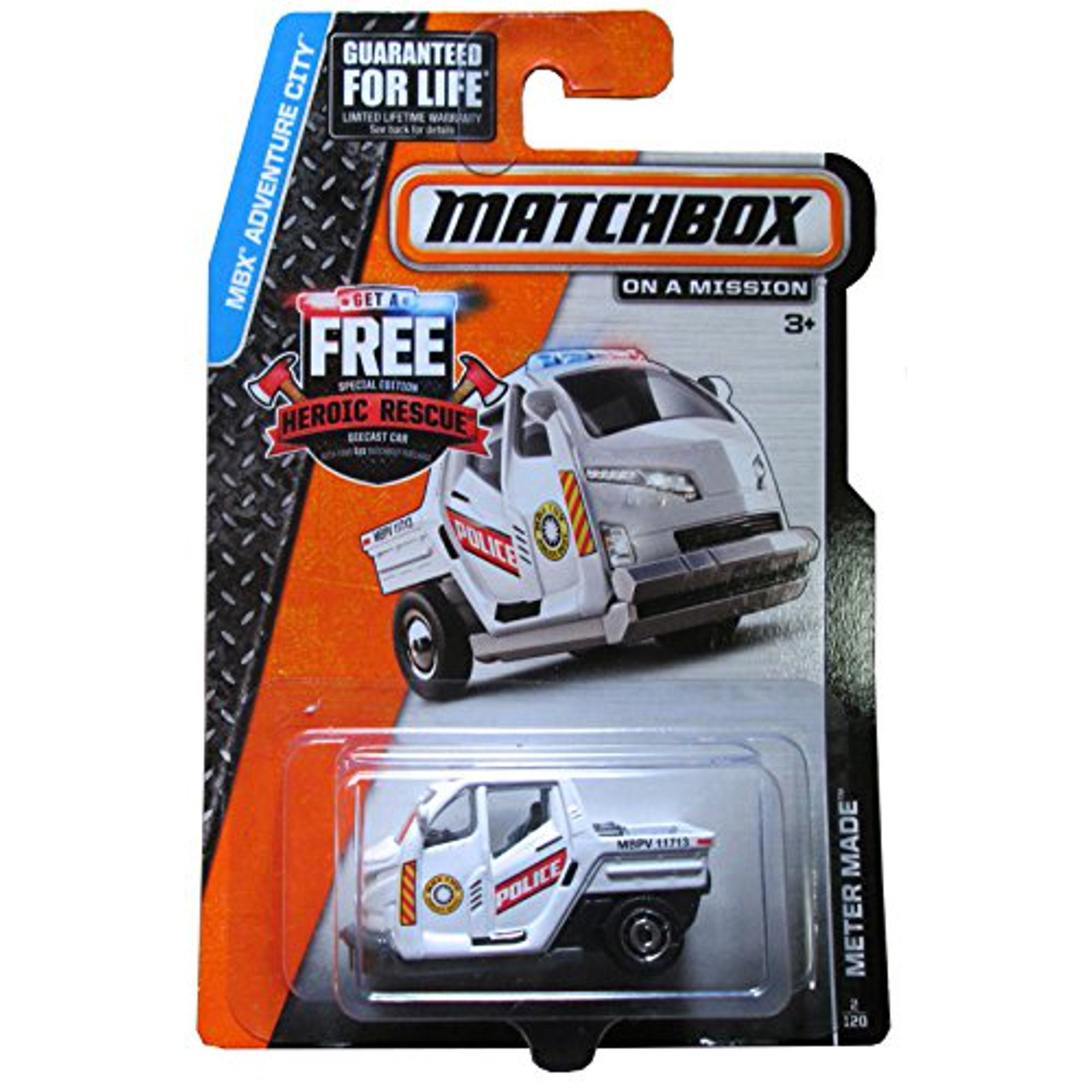 Matchbox Meter Made Police White MBX Adventure City Long Card | Etsy
