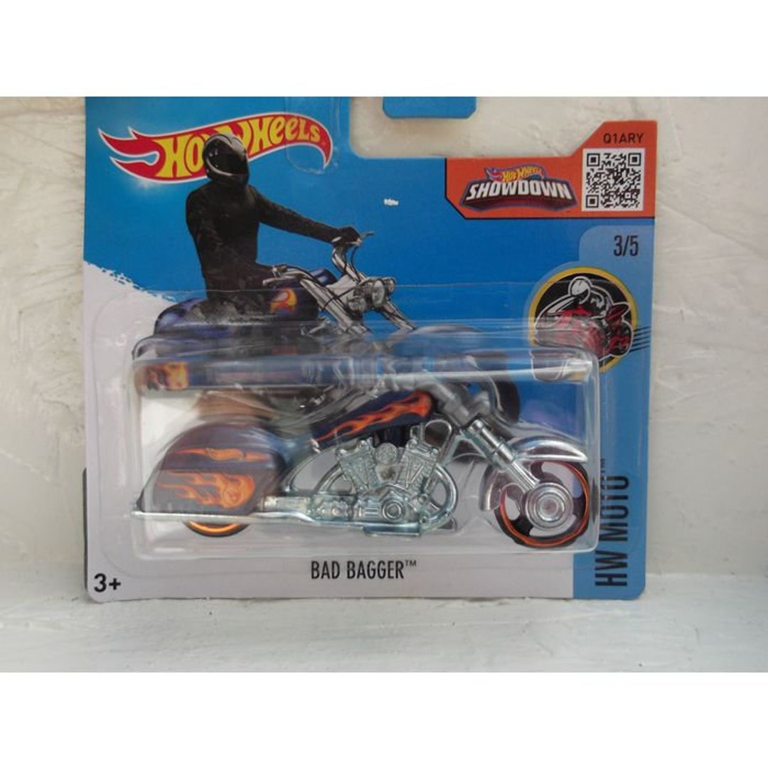 Hot Wheels Bad Bagger Metallic Blue With Orange Flames Treasure Hunt HW ...