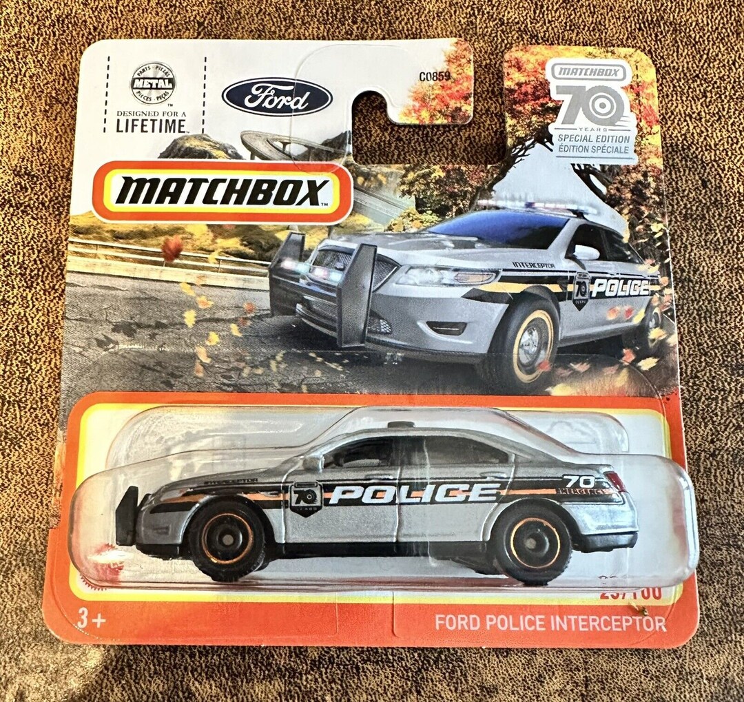 Matchbox Ford Police Interceptor Silver 70th Special Edition Birthday ...