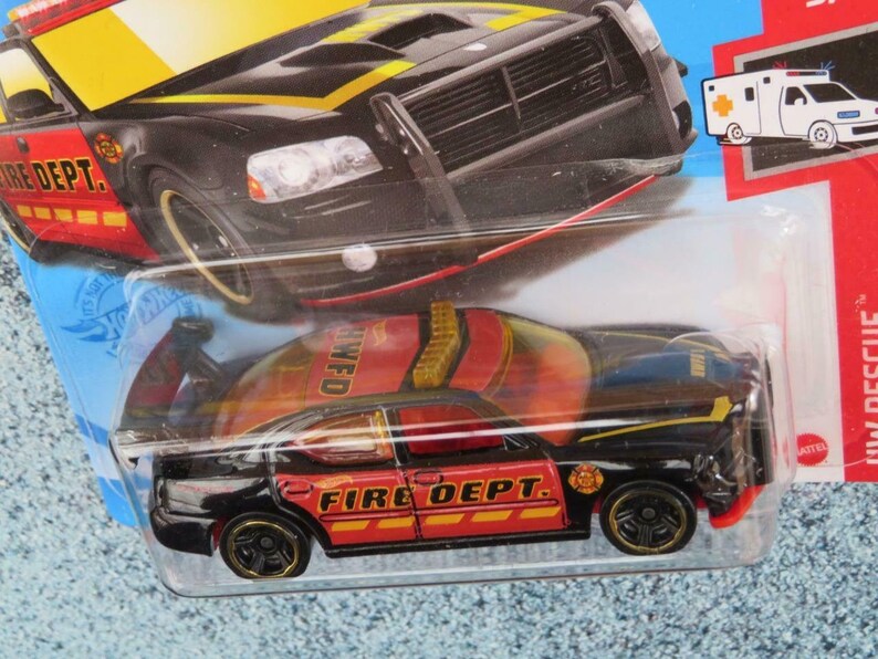 Hot Wheels Dodge Charger Drift Black Fire Dept HW Rescue | Etsy