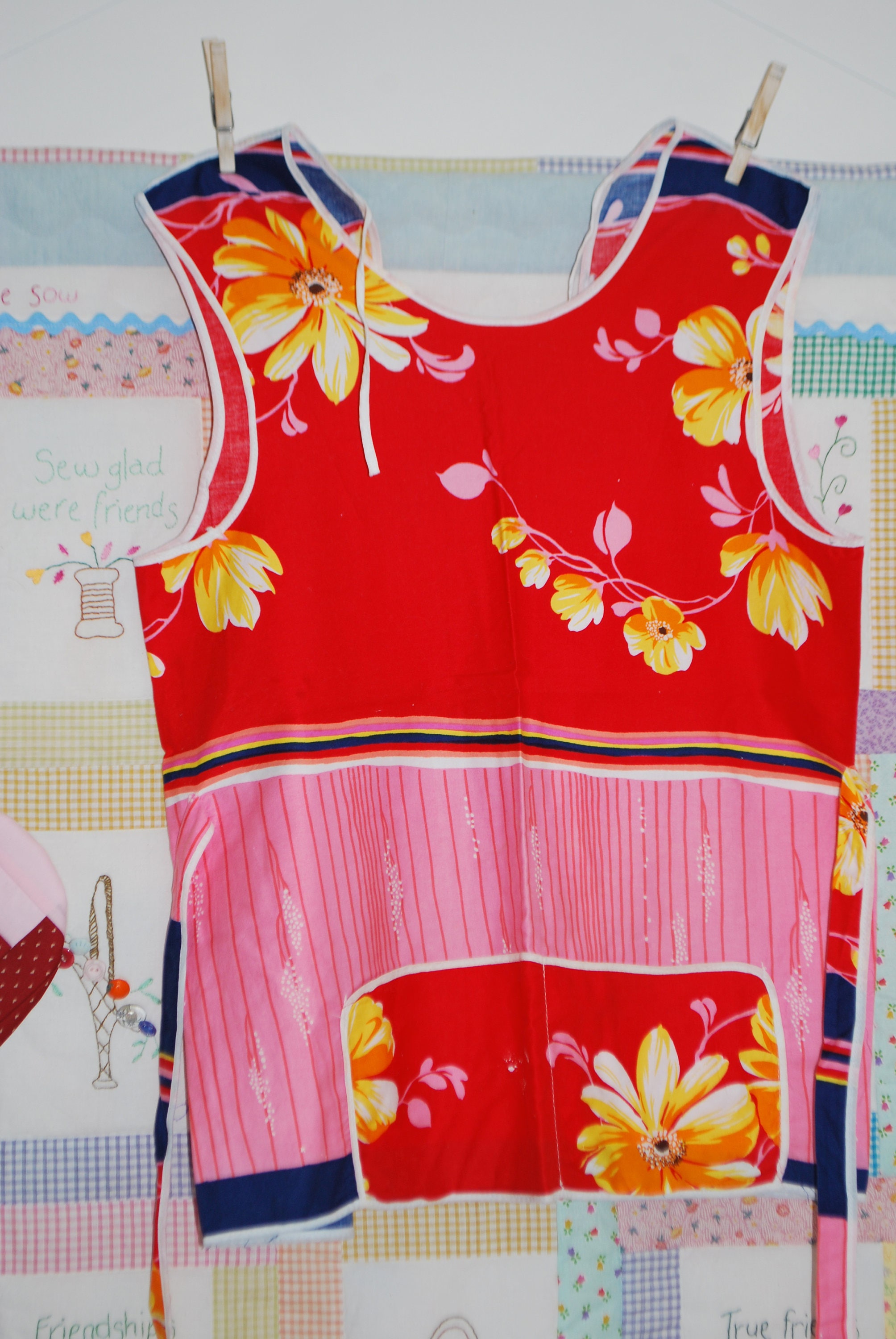 Apron Over the Shoulder Retro Apron Retro Fabric Apron | Etsy