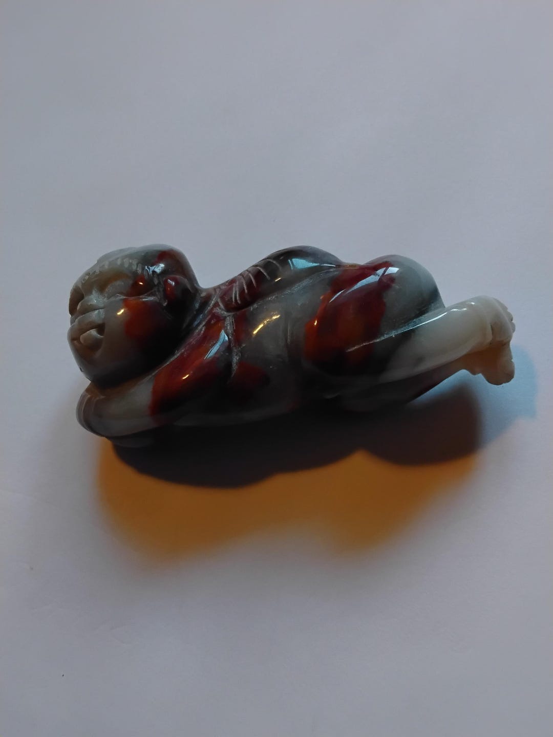 SLEEPING BABY JADE Statue Figurine Collectable, Jade Red/gray Unusual ...