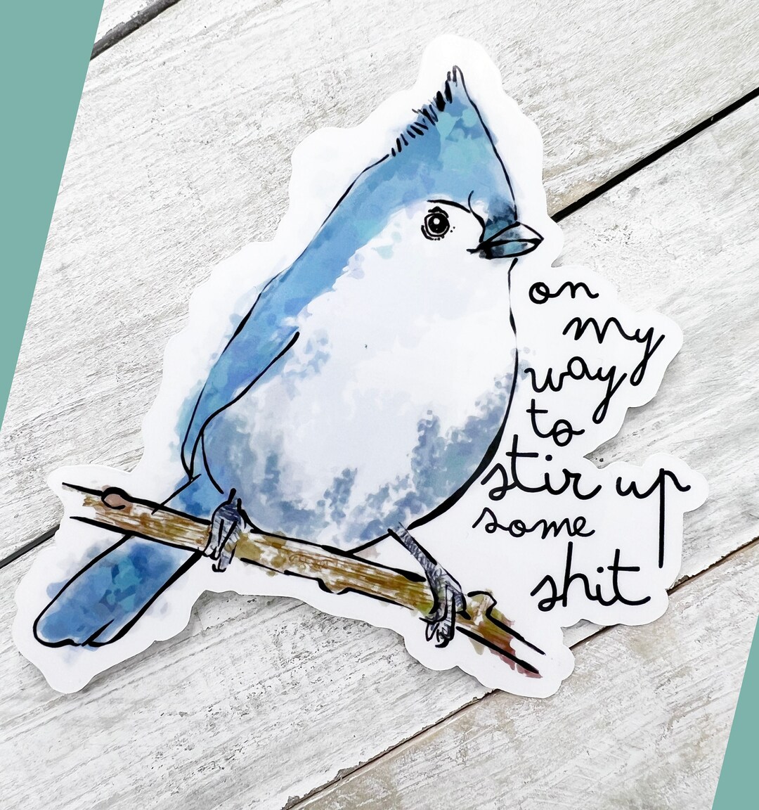 Stir up Some Shit, Tufted Titmouse Sticker, Bird Decal, Weatherproof ...