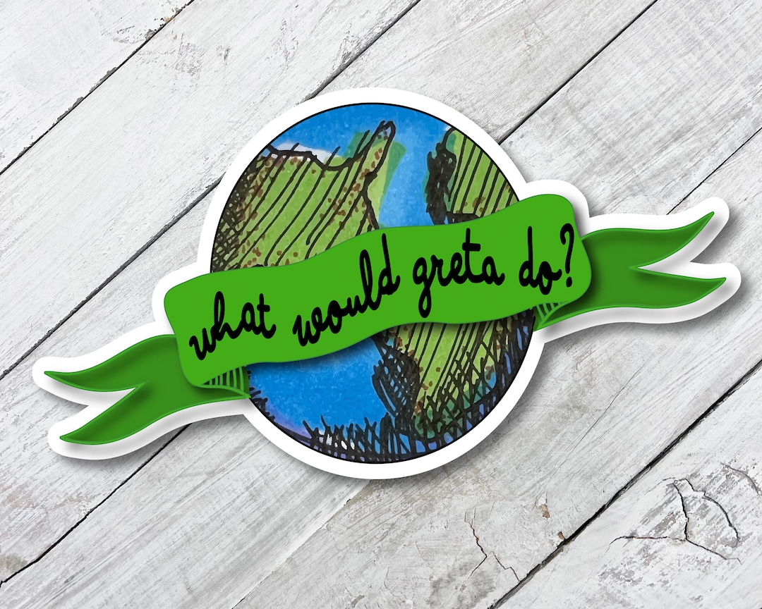 Greta Thunberg, Global Warming, Earth, Weatherproof Label, Sticker for ...