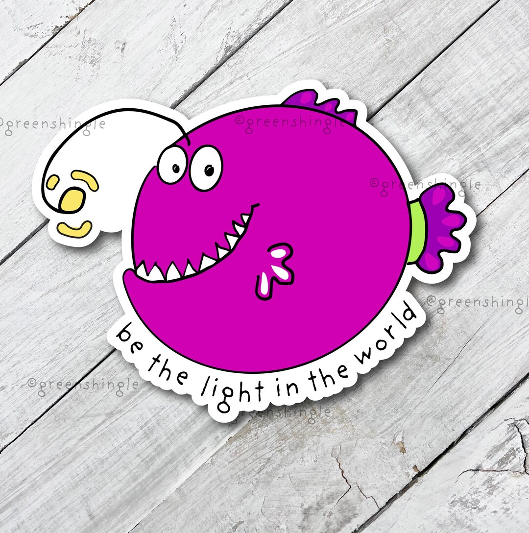 Angler Fish Sticker, Phone Decal, Cute Sea Creature, Sticker for Water ...