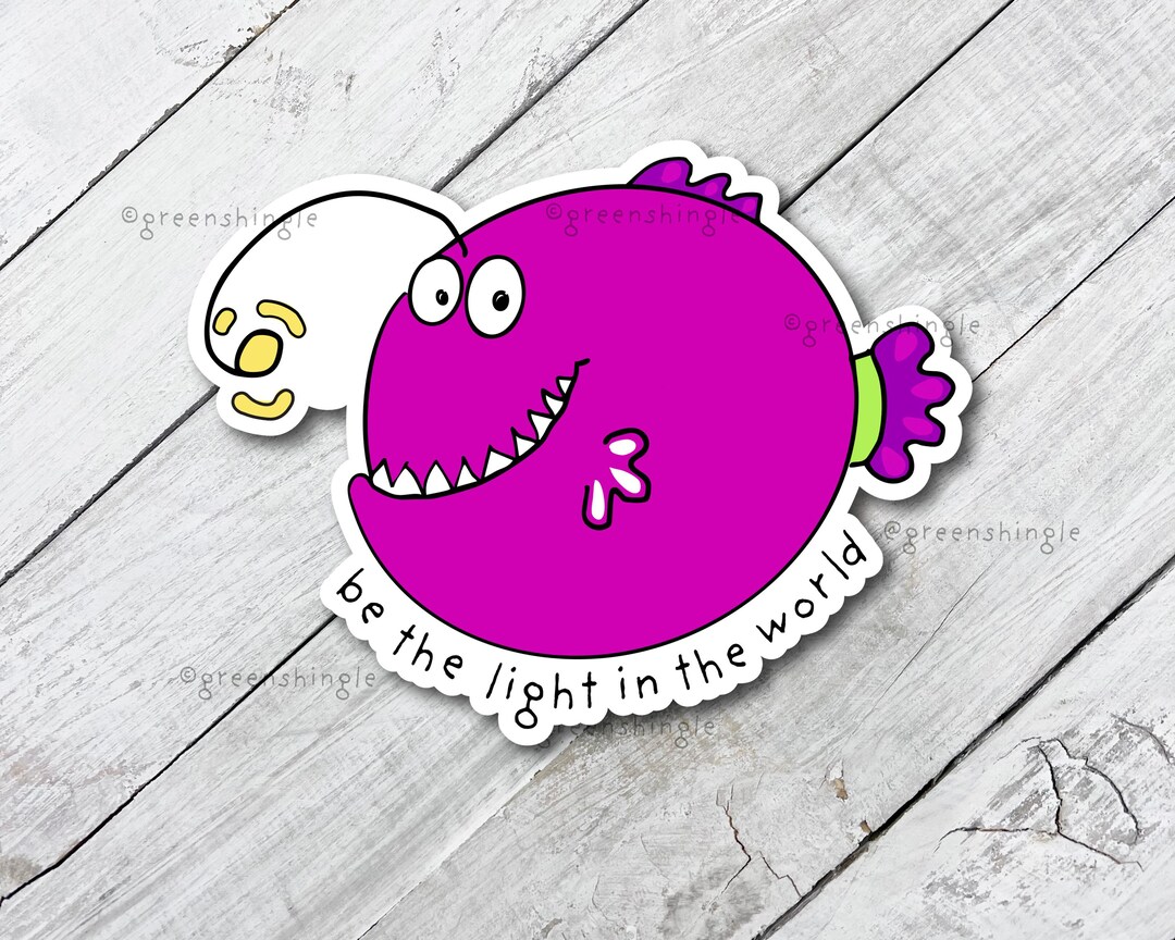 Angler Fish Sticker, Phone Decal, Cute Sea Creature, Sticker for Water ...
