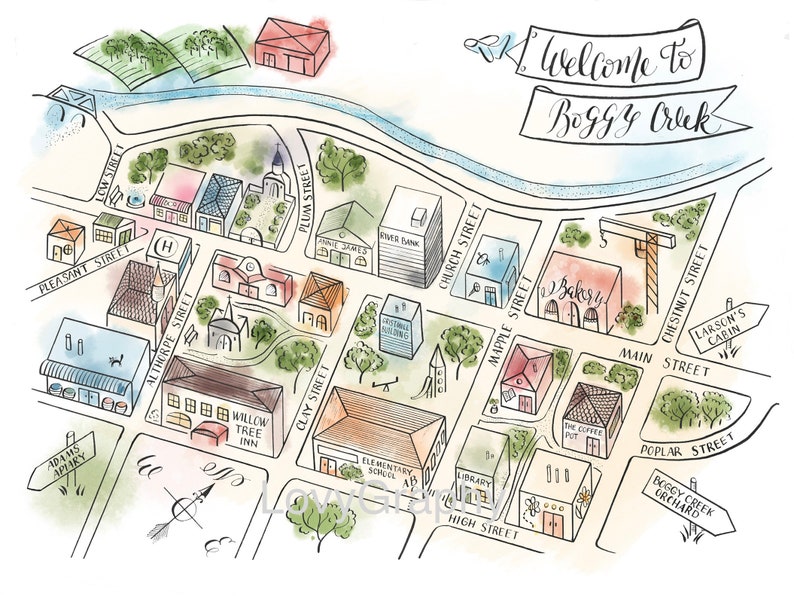 Digital Custom Map: Handwriting Calligraphy Watercolors - Etsy