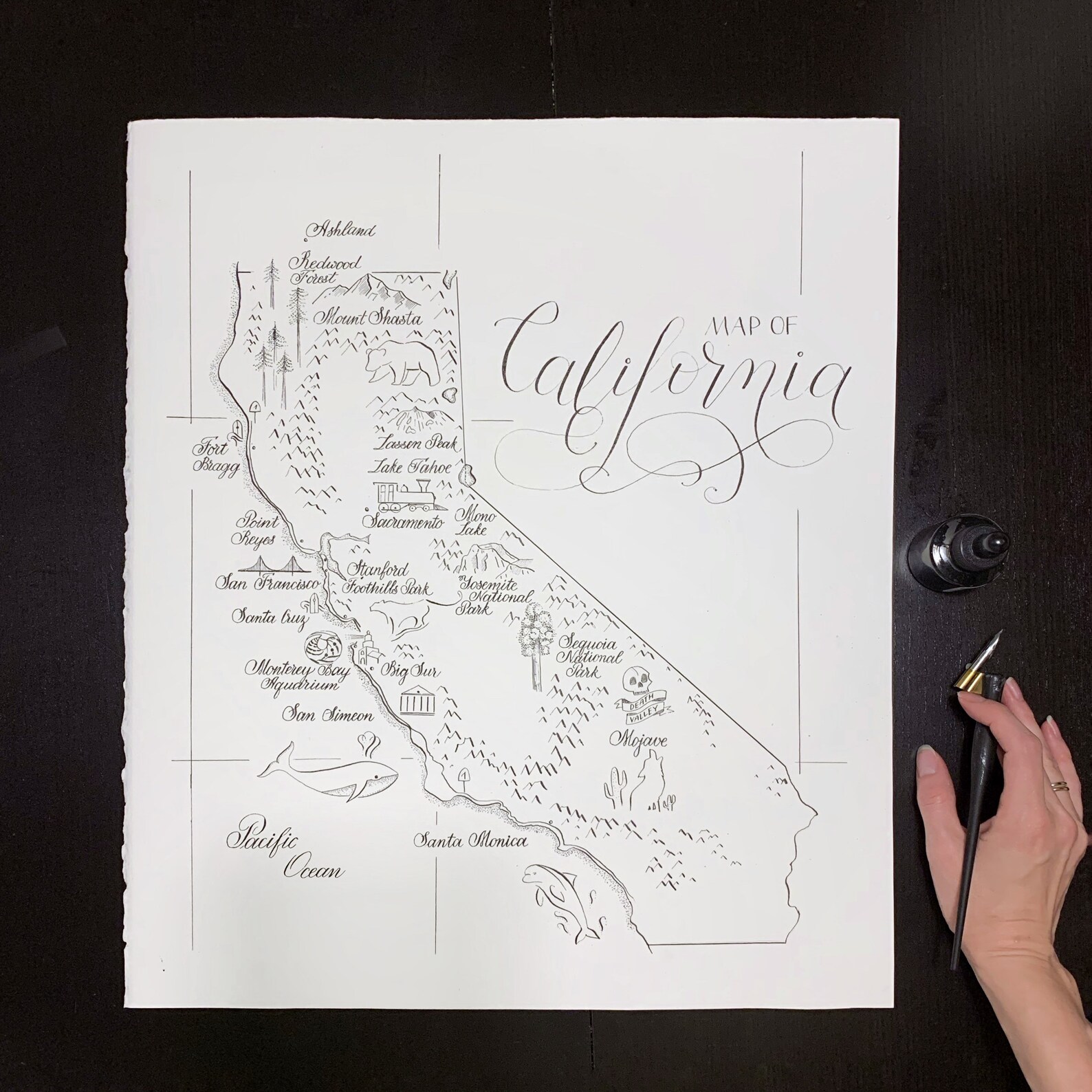 Custom Map of Your Favorite Place: Handwriting, Calligraphy - Etsy