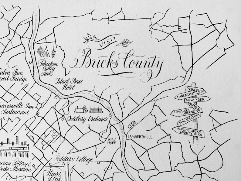 Custom Map of Your Favorite Place: Handwriting, Calligraphy - Etsy
