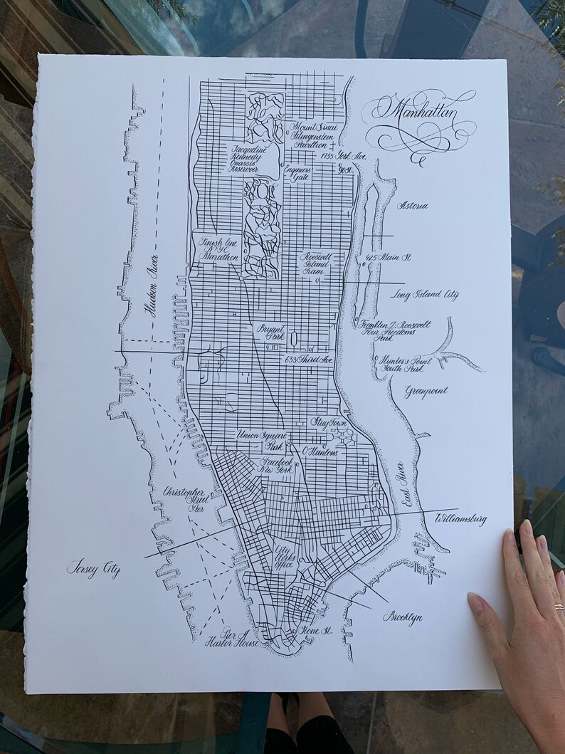 Custom Map of Your Favorite Place: Handwriting Calligraphy | Etsy