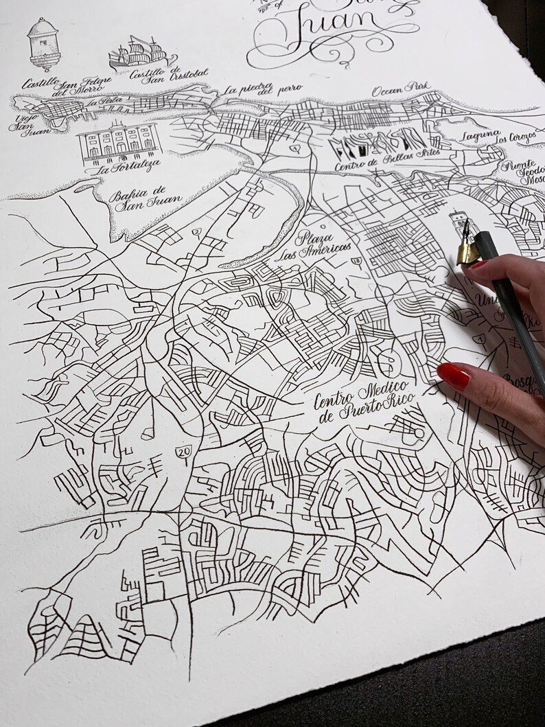 Custom Map of Your Favorite Place: Handwriting Calligraphy | Etsy