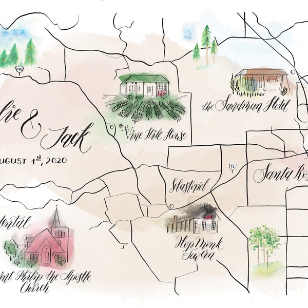 Calligraphy Map - Etsy