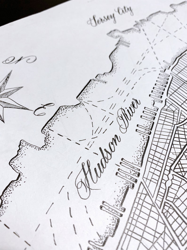 Custom Map of Your Favorite Place: Handwriting Calligraphy | Etsy