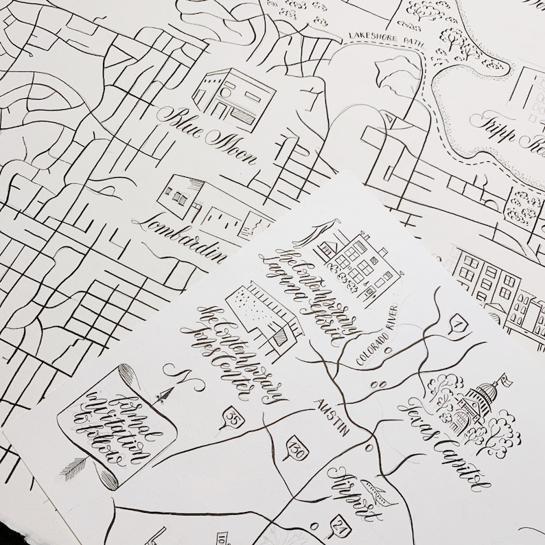 Custom Map of Your Favorite Place: Handwriting, Calligraphy - Etsy