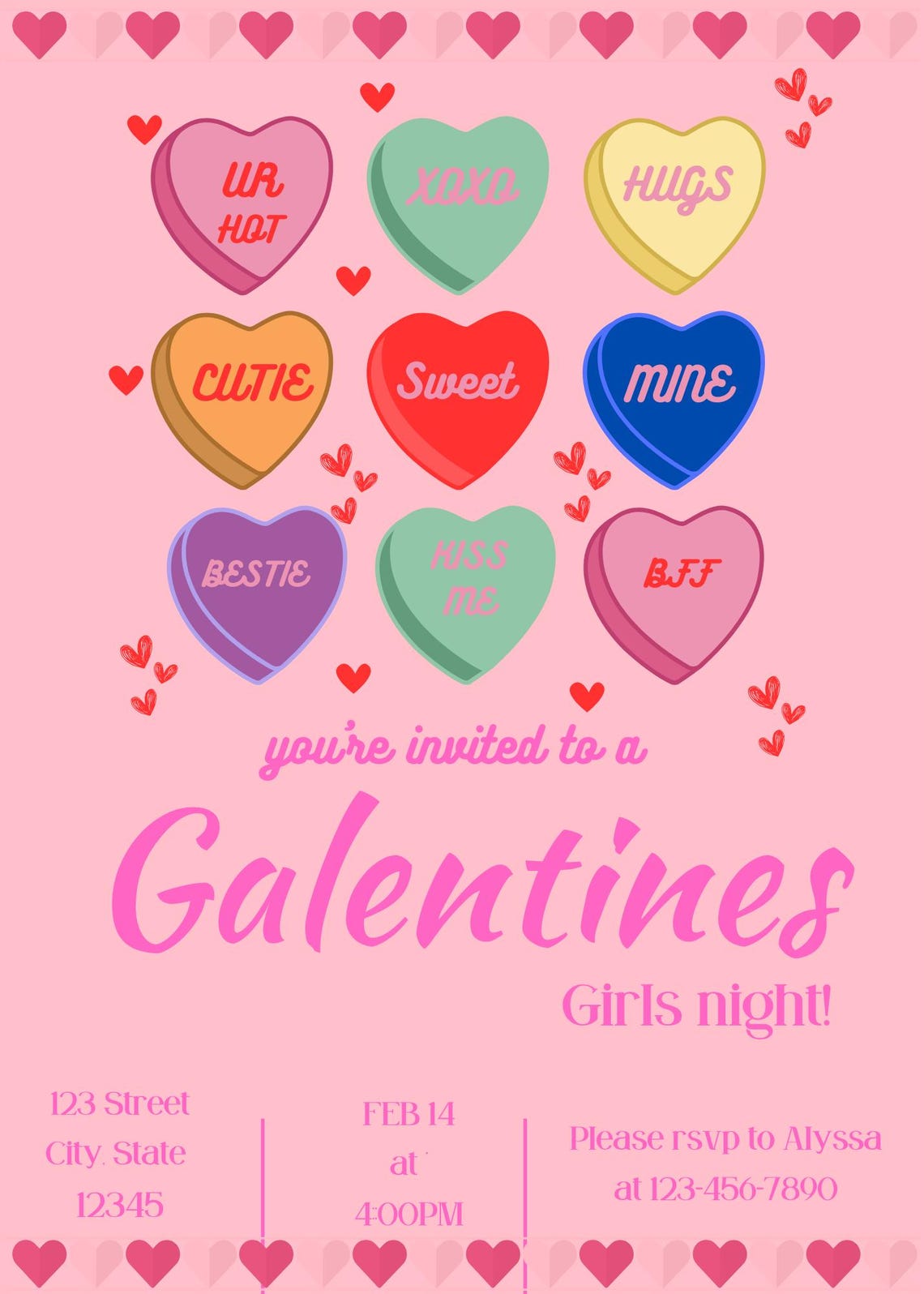Galentine Candy Hearts Invitation - Etsy