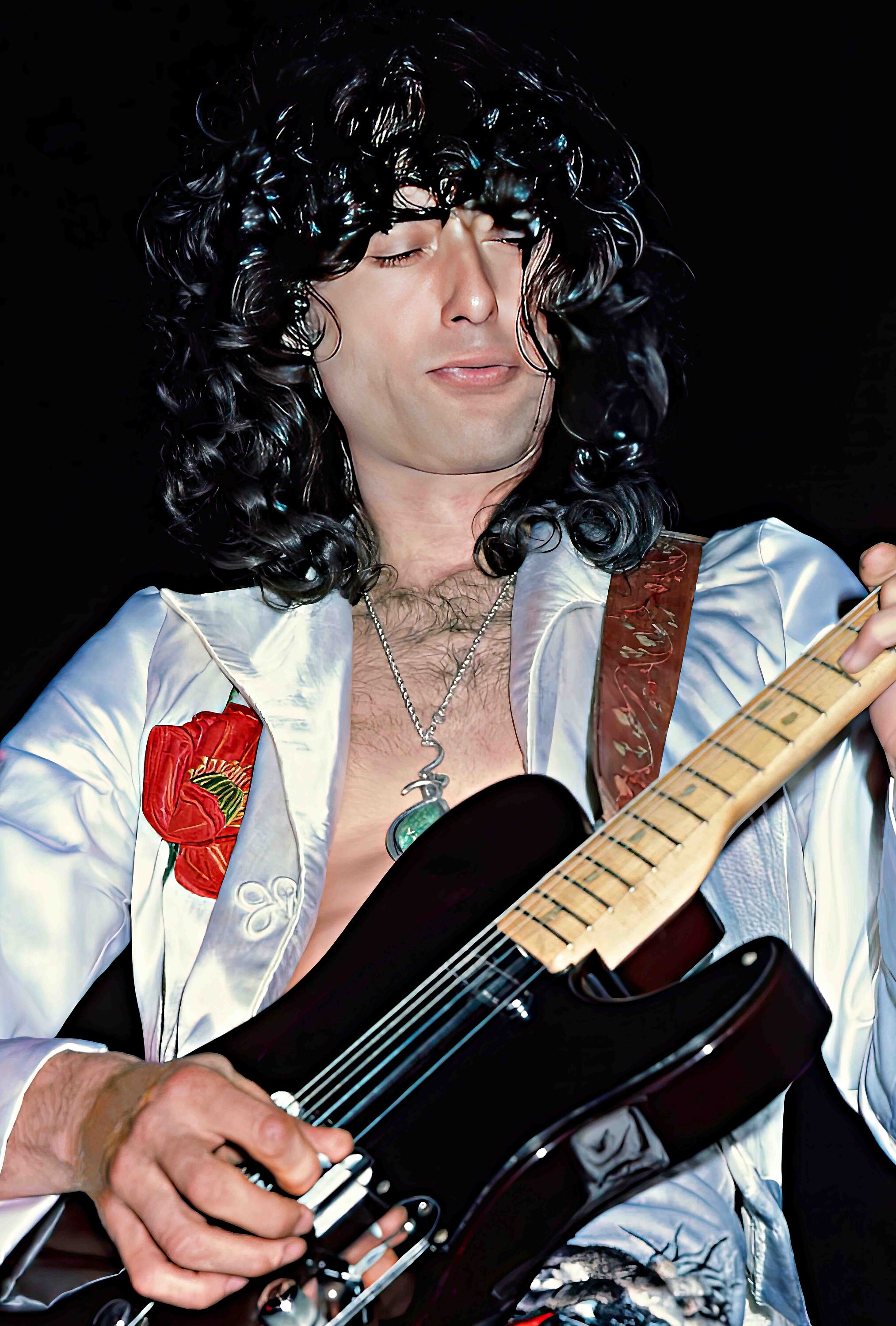 Jimmy Page on Stage, White Poppy Suit Royale, LED ZPELIN Poster sold by ...