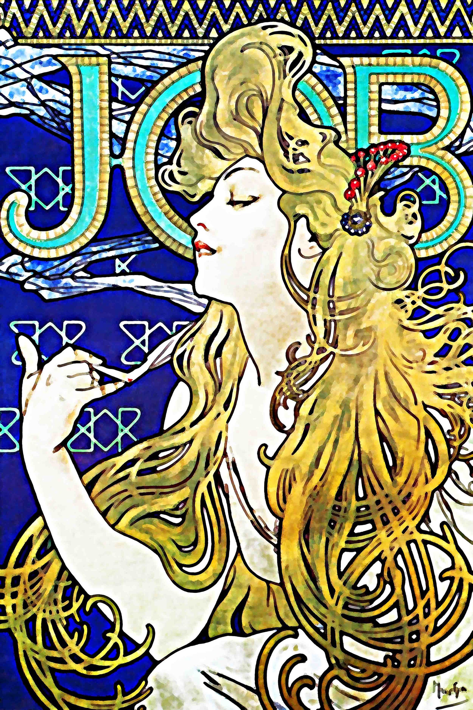 Alfons Mucha Poster for JOB Cigarette Papers 1898 Art Nouveau - Etsy