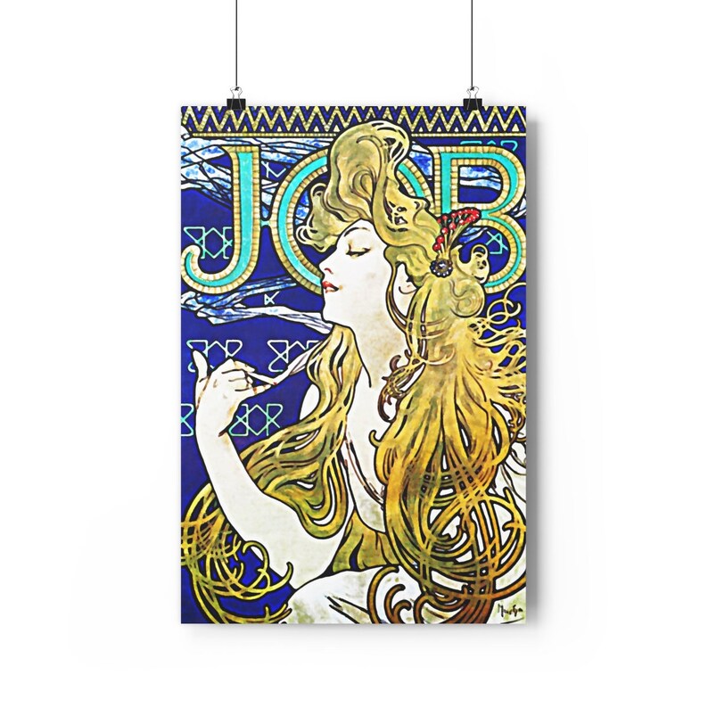 Alfons Mucha Poster for JOB Cigarette Papers 1898 Art Nouveau - Etsy