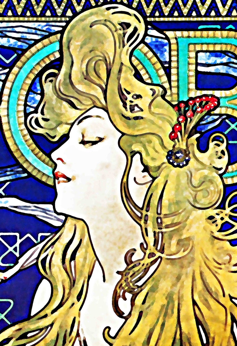 Alfons Mucha Poster for JOB Cigarette Papers 1898 Art Nouveau - Etsy