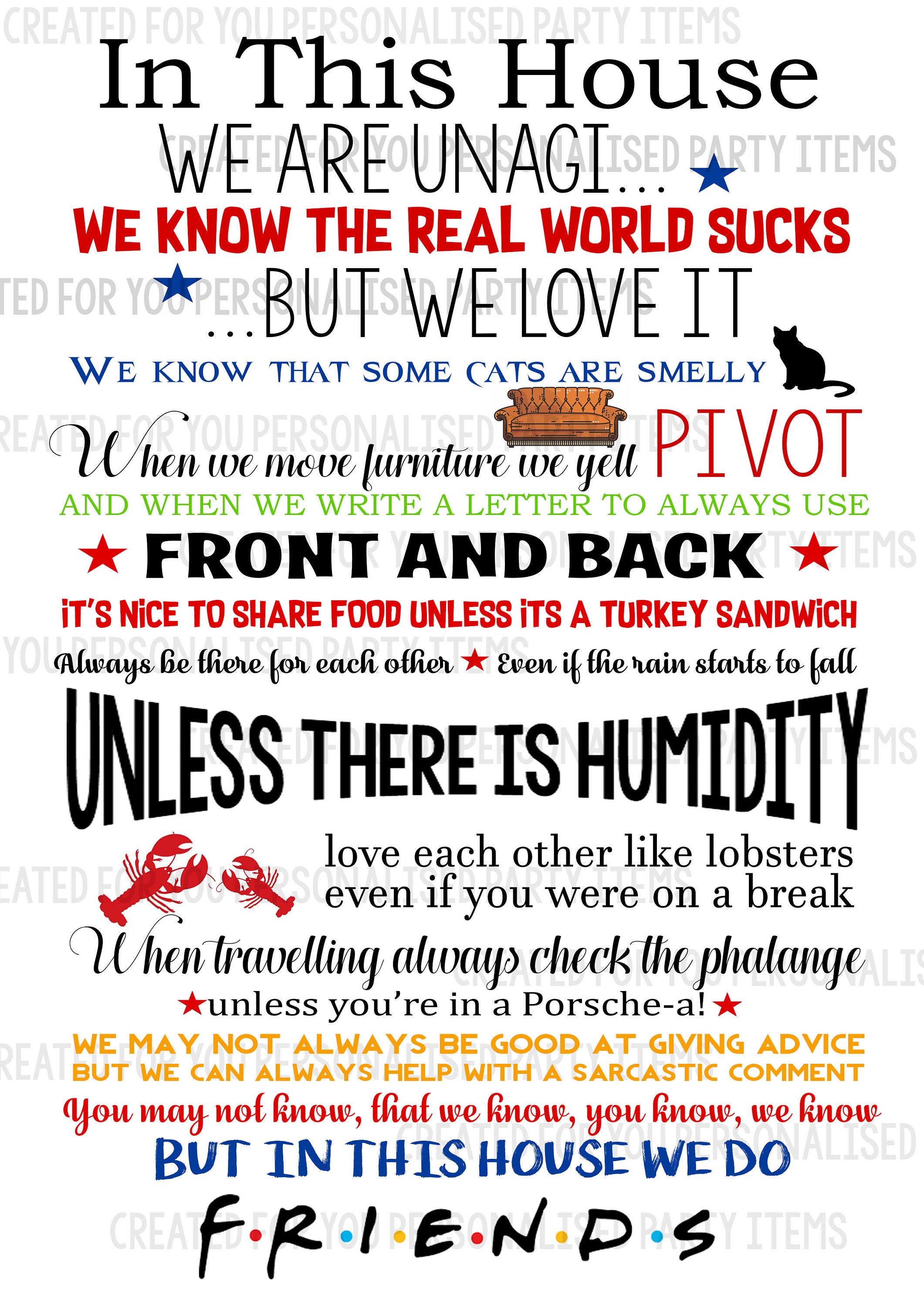 In This House We Do FRIENDS Tv Show Inspired A4 PRINT ONLY - Etsy UK