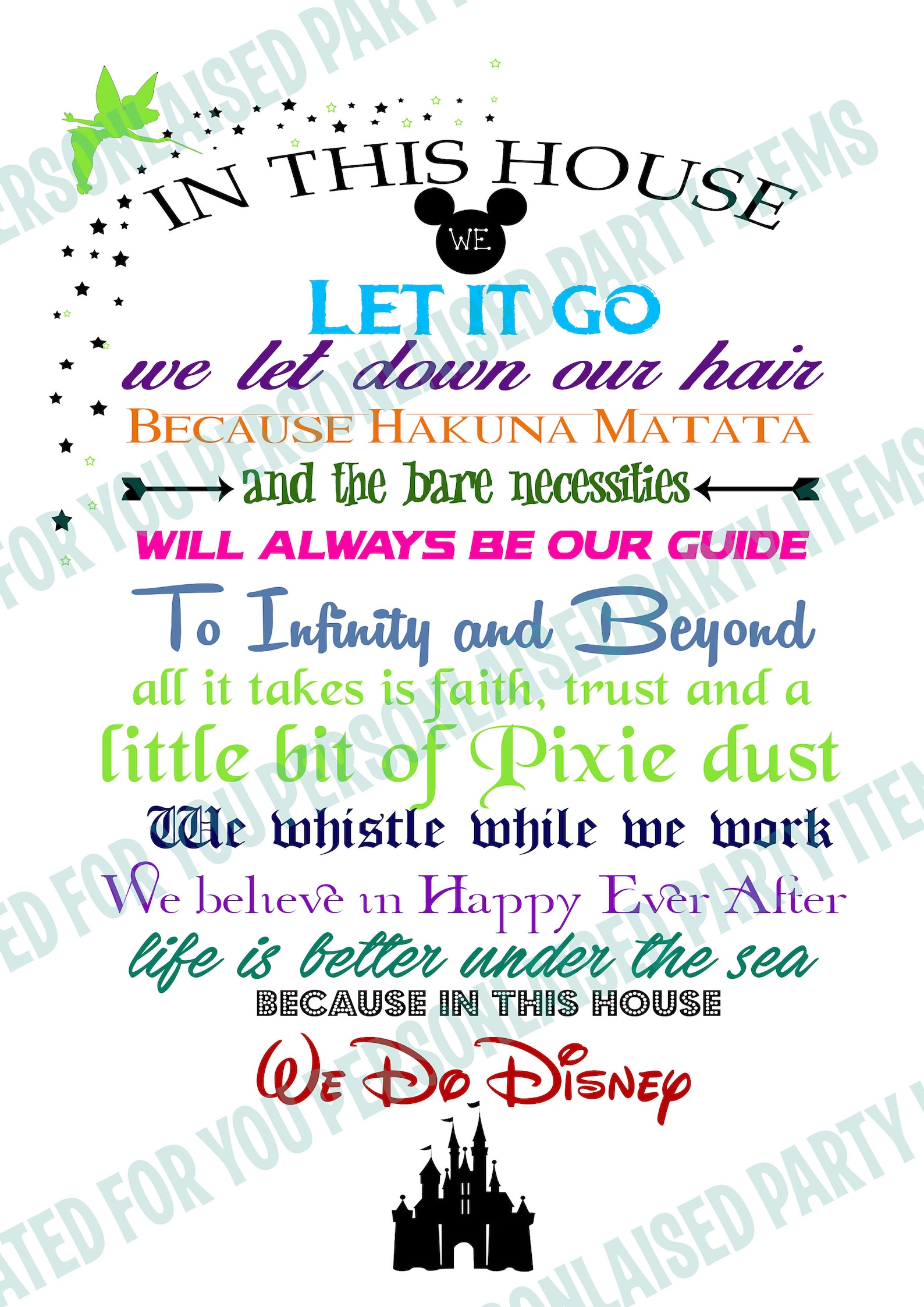 IN THIS HOUSE We Do Disney Inspired Quote A4 Print Only Great | Etsy